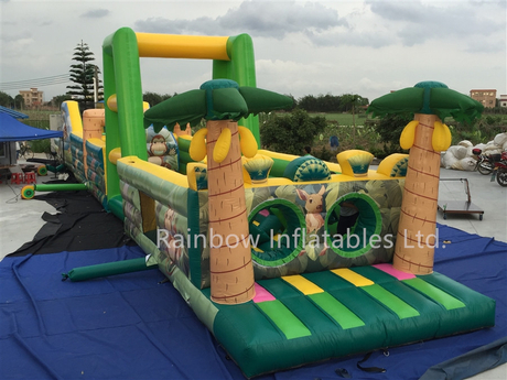 RB5038-2（25x3.7x5m）Inflatable Animal theme kids long obstacle courses ...