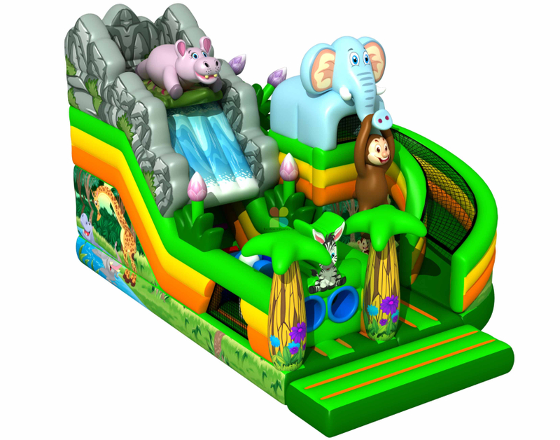 Inflatable Jungle Theme Slide Obstacle Inflatable 3D Elephant Cartoon ...