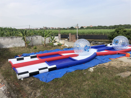 Huge 2 lanes Zorb ball X track game inflatable zorb ball track ...