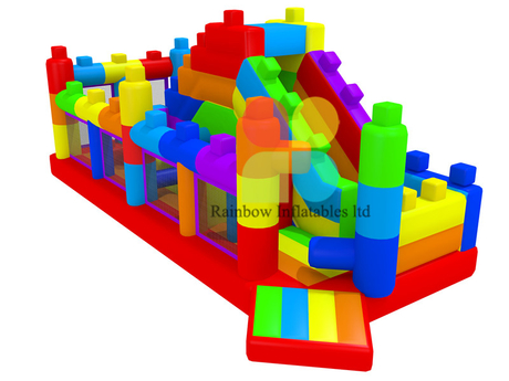 Colorful Lego puzzle Inflatable Playground Jumper Bouncy slide from ...
