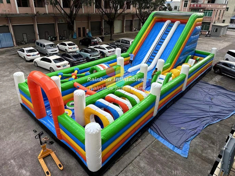 Rainbow Colorful Inflatable Obstacle Slide from China manufacturer ...