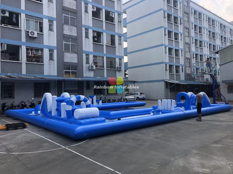 Inflatable Floating Water Obstacles elements Track obstacle with pool ...